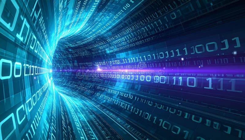 Digital Data Tunnel with Binary Code, Abstract Information Highway ...