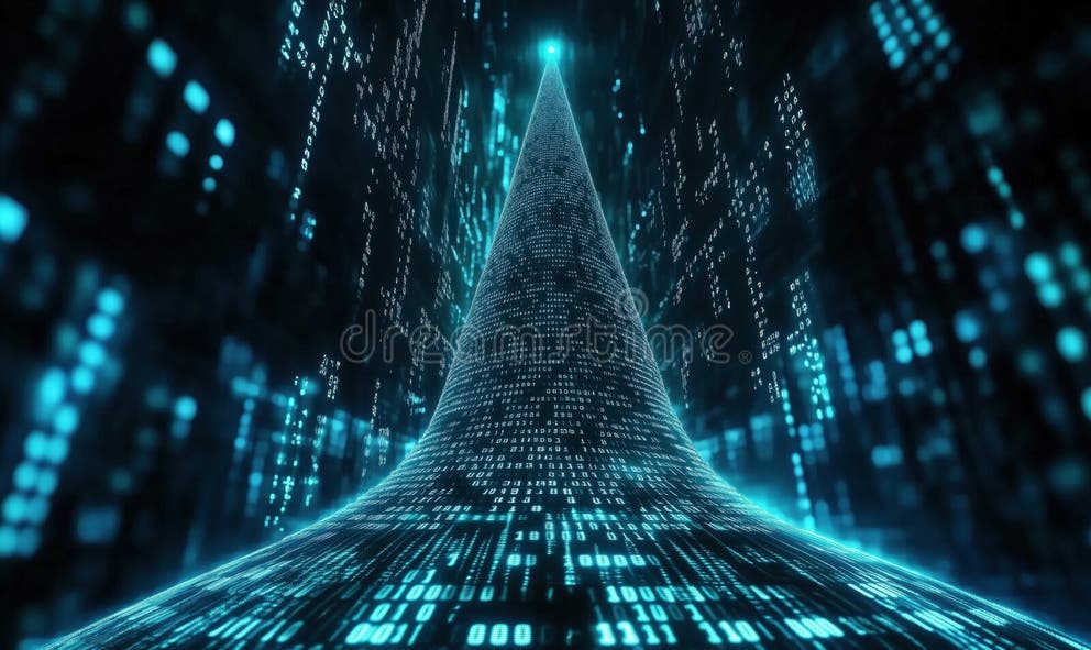 Digital Data Tunnel with Binary Code, Glowing Blue Lights, Futuristic Design Stock Photo - Image ...
