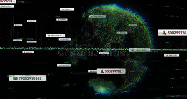 Digital Data and User ID Image Over World Map with Glitch Effect Stock ...