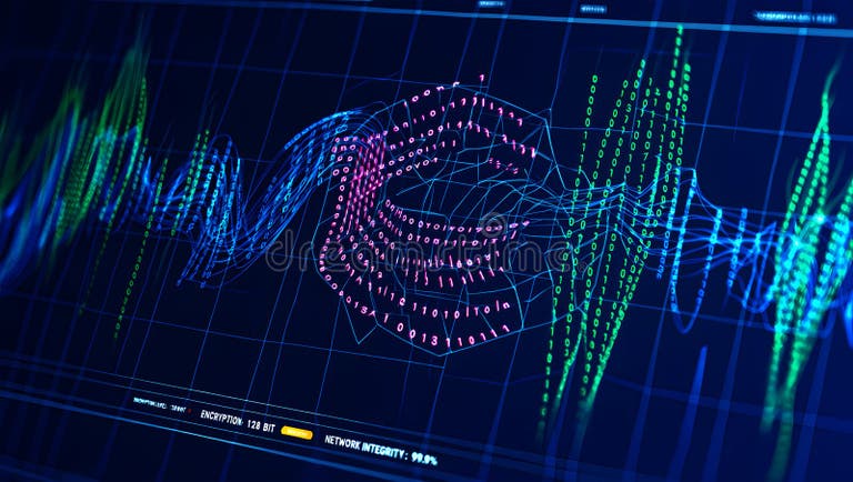 Digital Data Visualization with Binary Code and Waveforms on Screen Image Photo Stock Photo ...