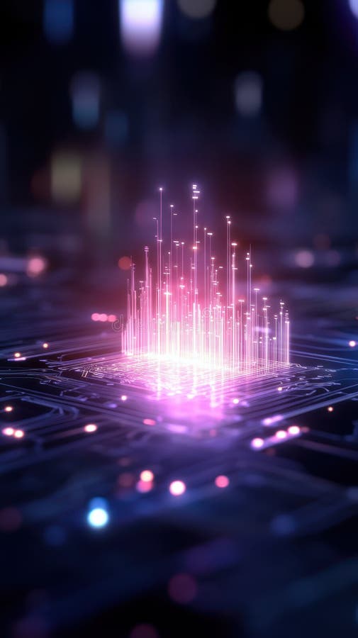 Digital Data Visualization with Glowing Lines and Circuits Stock ...