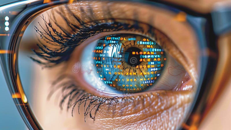 Digital Data Visualization in Human Eye Stock Illustration ...