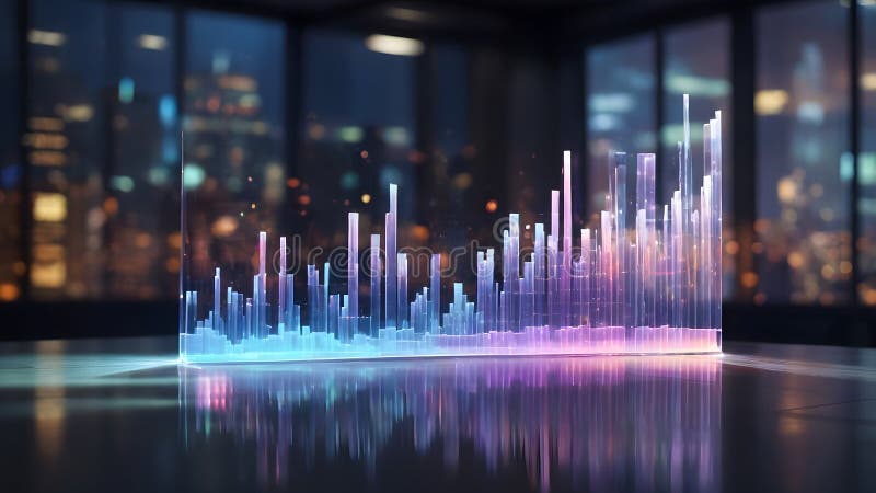 Digital Data Visualization in Modern Office Environment with City ...