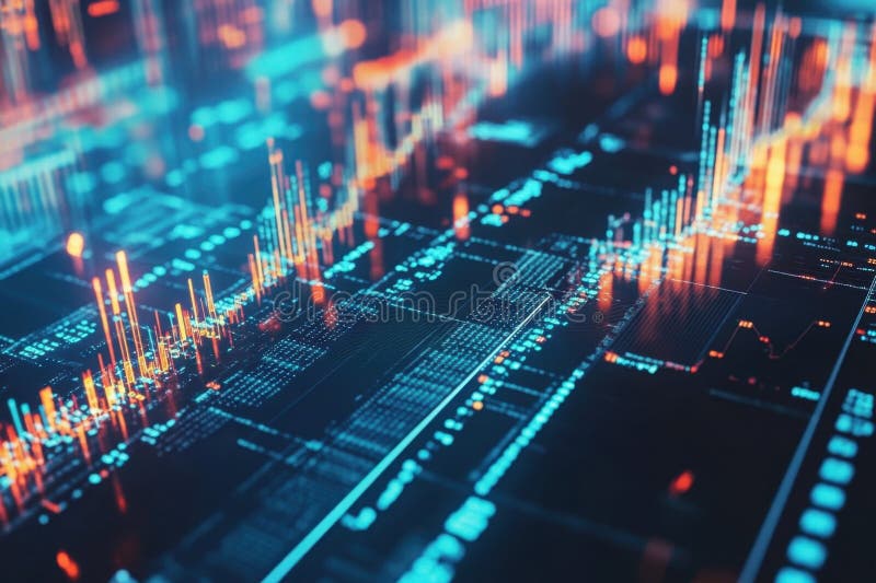 Digital Data Visualization Showing Fluctuating Statistics and Metrics ...