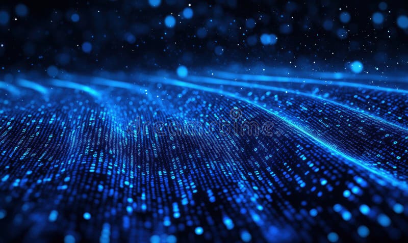 Digital Data Waves in Blue Tones Creating a Futuristic Abstract ...