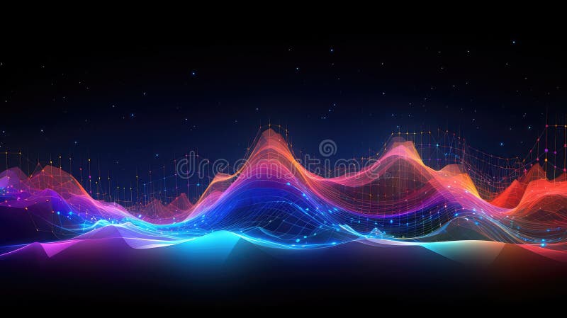 Digital data waves stock illustration. Illustration of data - 369080038