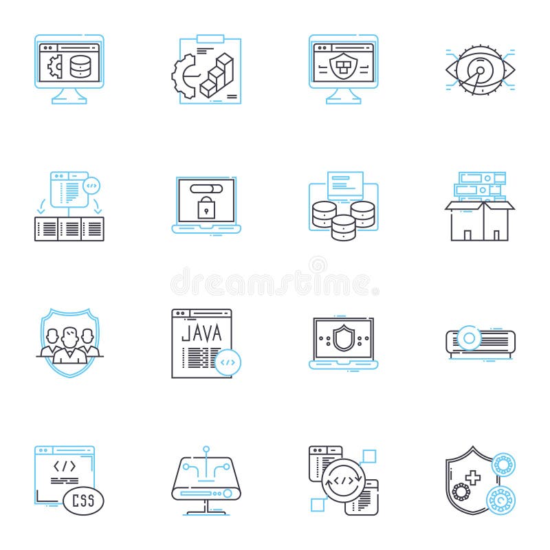 Digital Defense Linear Icons Set. Cybersecurity, Encryption, Firewall ...