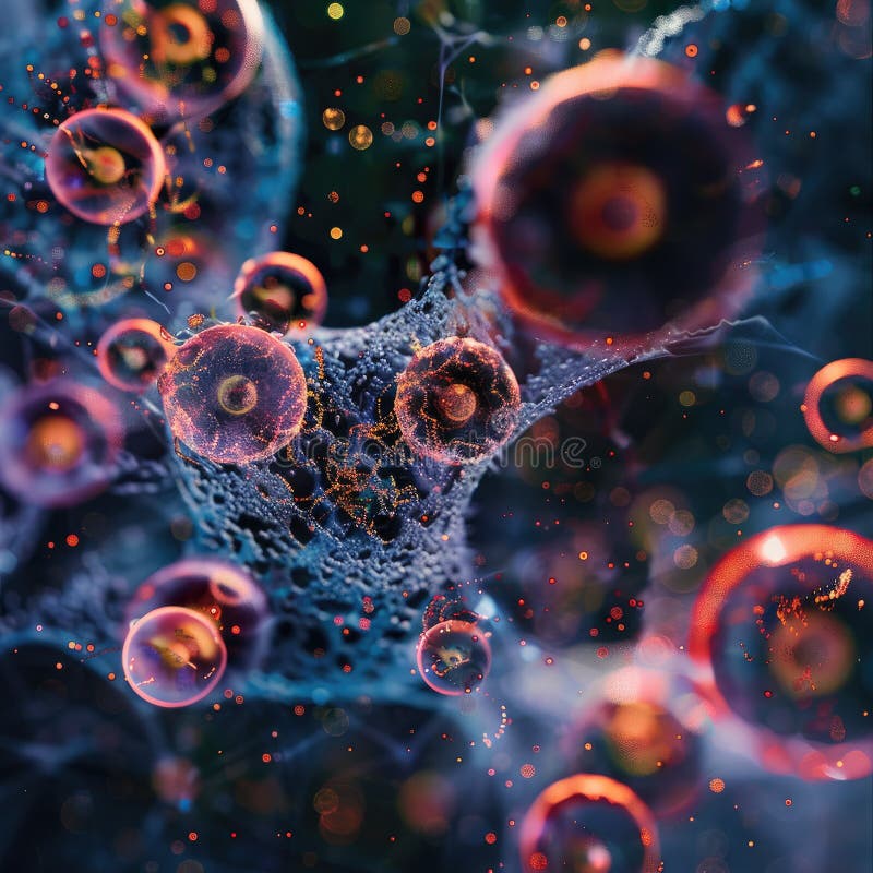 A Digital Depiction of Cells and Technology Lines Stock Illustration ...