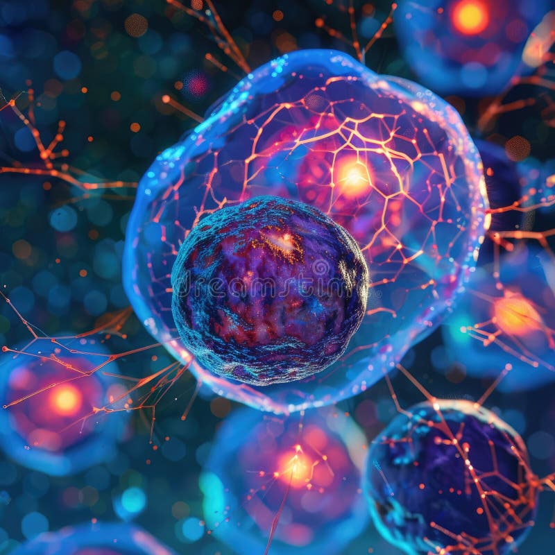 A Digital Depiction of Cells and Technology Stock Illustration ...