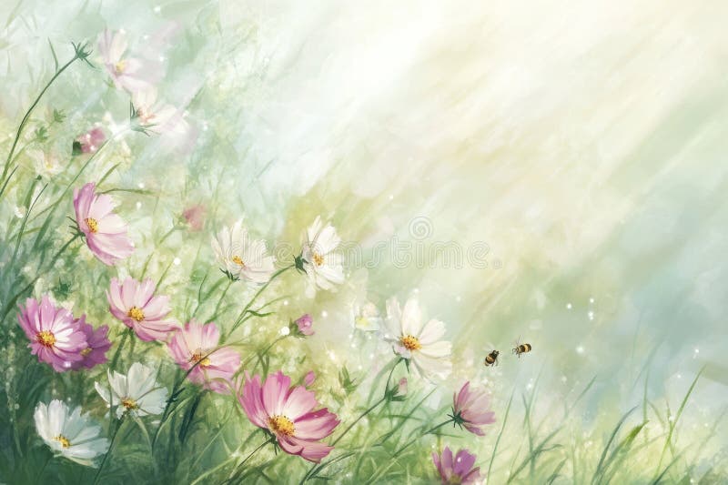 A Digital Depiction of a Cosmos Flower on a Background with a Cool ...