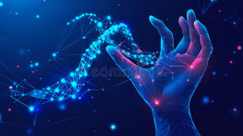 A Digital Depiction of DNA in Human Hands: the Enigma of Life Stock ...