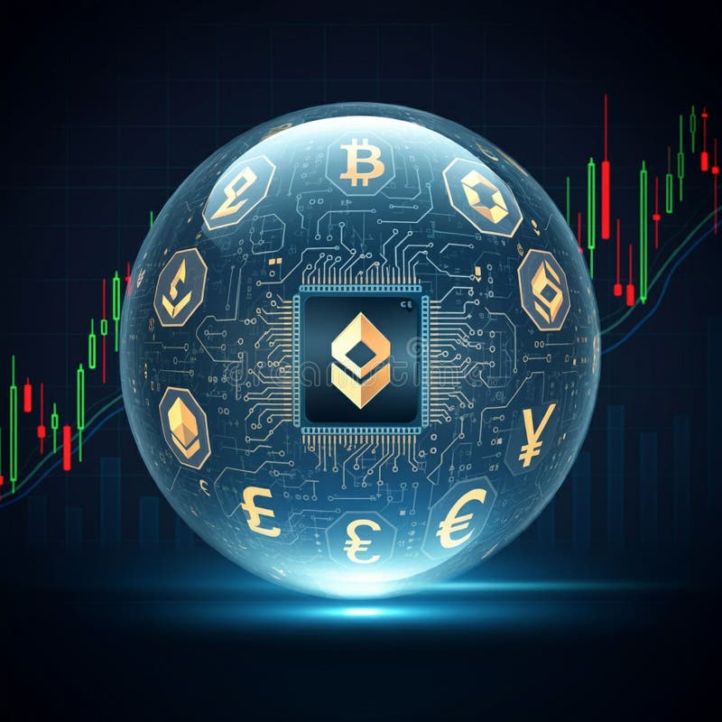 A Digital Depiction Features a Glowing Sphere with Circuitry Patterns ...