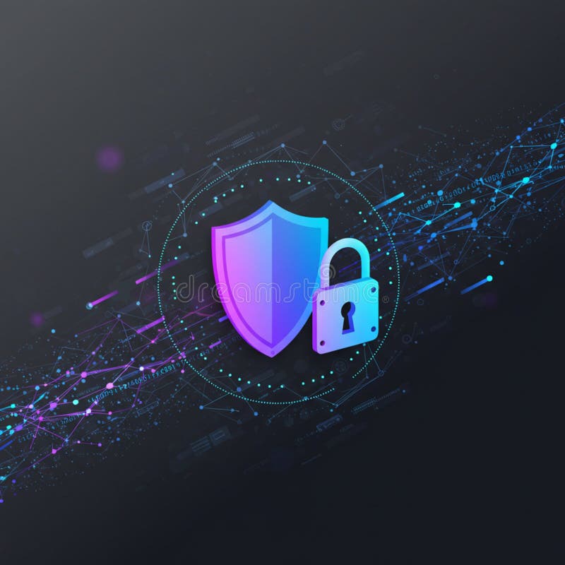 A Digital Depiction Featuring a Gradient Blue and Pink Shield Symbol ...