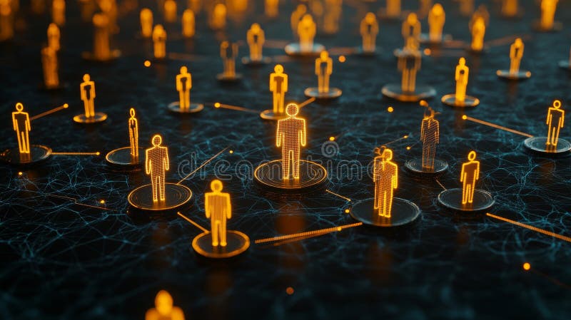 A Digital Depiction of Interlinked Human Figures within a Network Stock ...