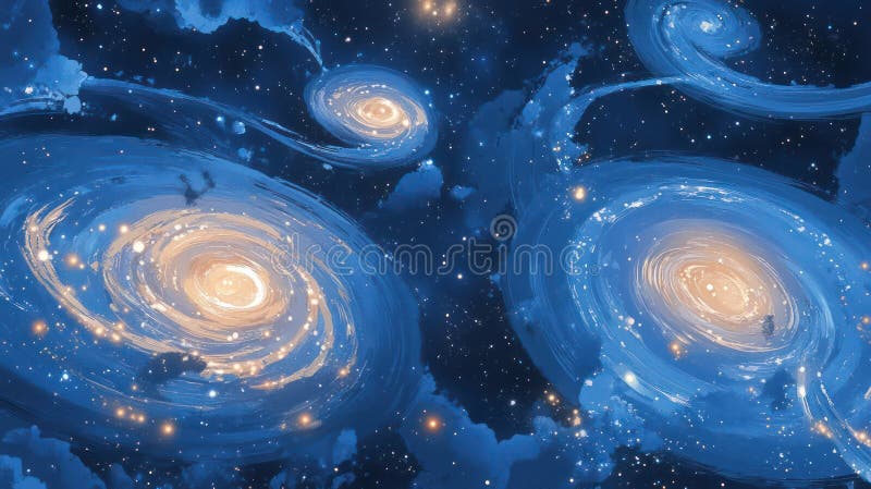 A Digital Depiction of Swirling Galaxies in a Starry Cosmos Stock ...
