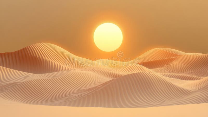 Digital Desert Landscape Sunset Stock Illustration - Illustration of ...