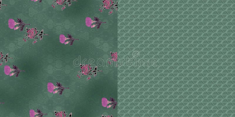 Digital Design Allover Top Bottom Flower Pattern Stock Illustration ...