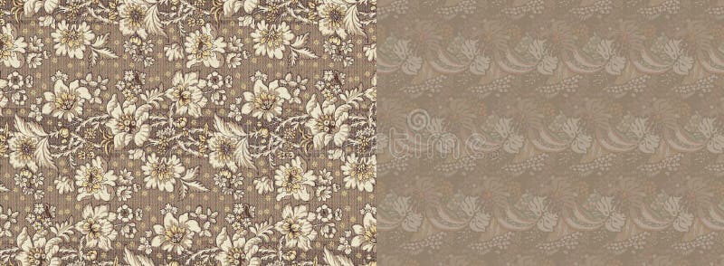 Digital Design Allover Top Bottom Flower Pattern Stock Illustration ...