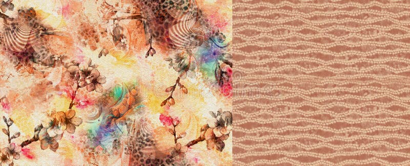 Digital Design Allover Top Bottom Flower Pattern Stock Illustration ...