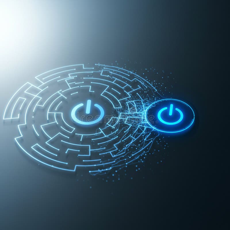 A Digital Design Featuring a Blue Power Symbol in the Center ...