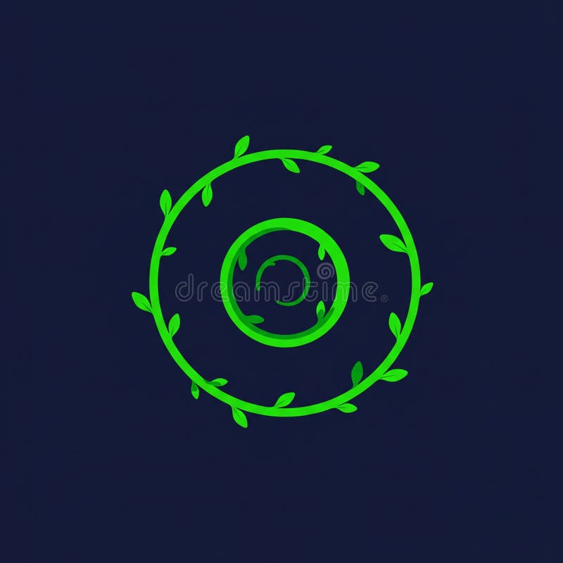 A Digital Design Featuring Concentric Circles Adorned with Green Leaves ...