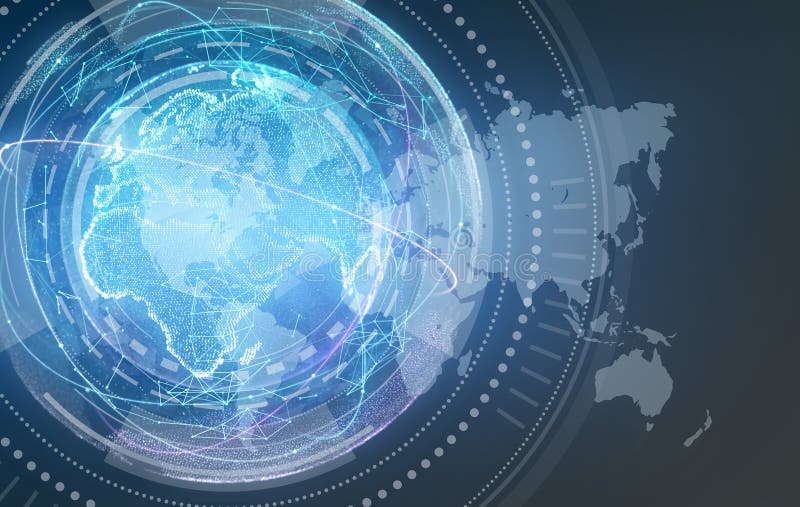 Digital Design of a Global Network World Map Stock Illustration ...