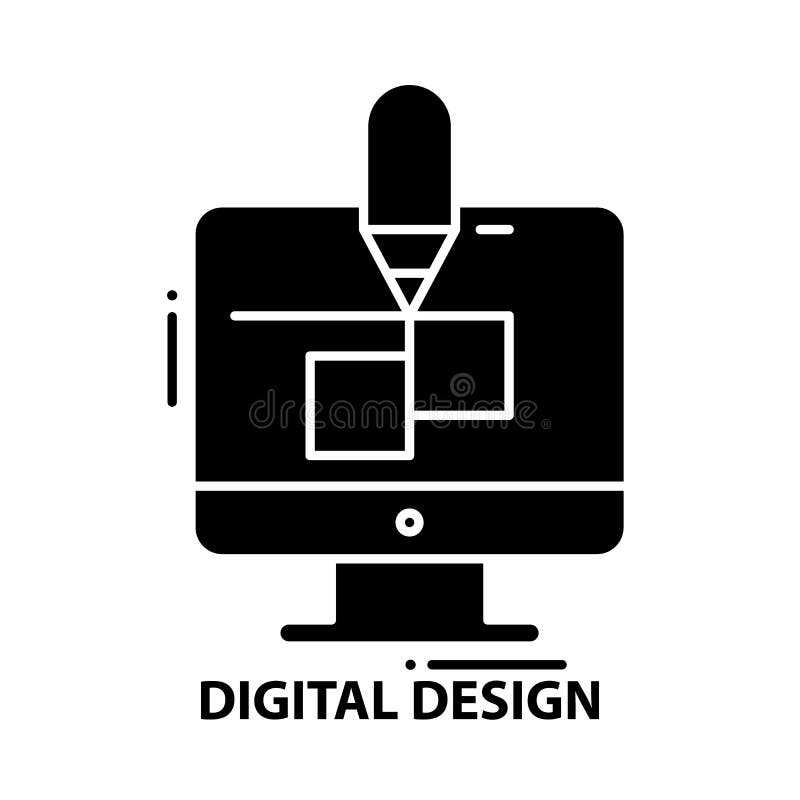 Digital Design Icon, Black Vector Sign with Editable Strokes, Concept ...