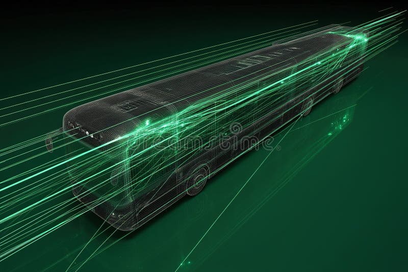 Digital Design Showcasing a Futuristic Bus with Dynamic Motion Effects ...
