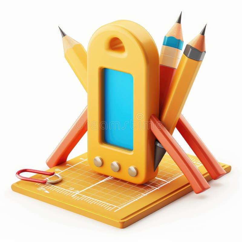 Creative Gadget with Pencils on a Design Pad Stock Illustration ...