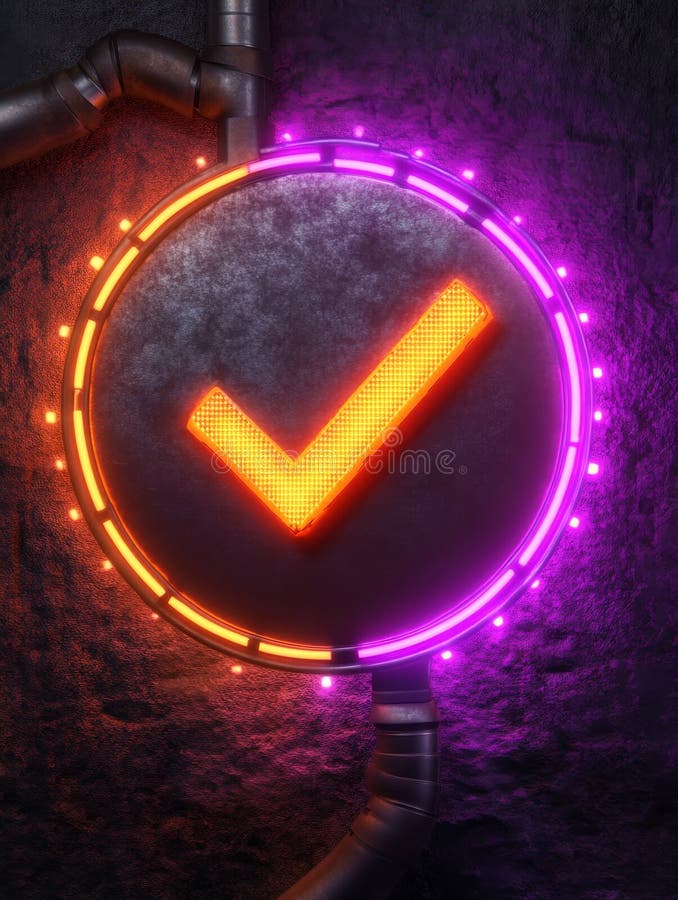Digital Design and Verification Often Utilize a Glowing Check Mark Icon with Vibrant Colors ...