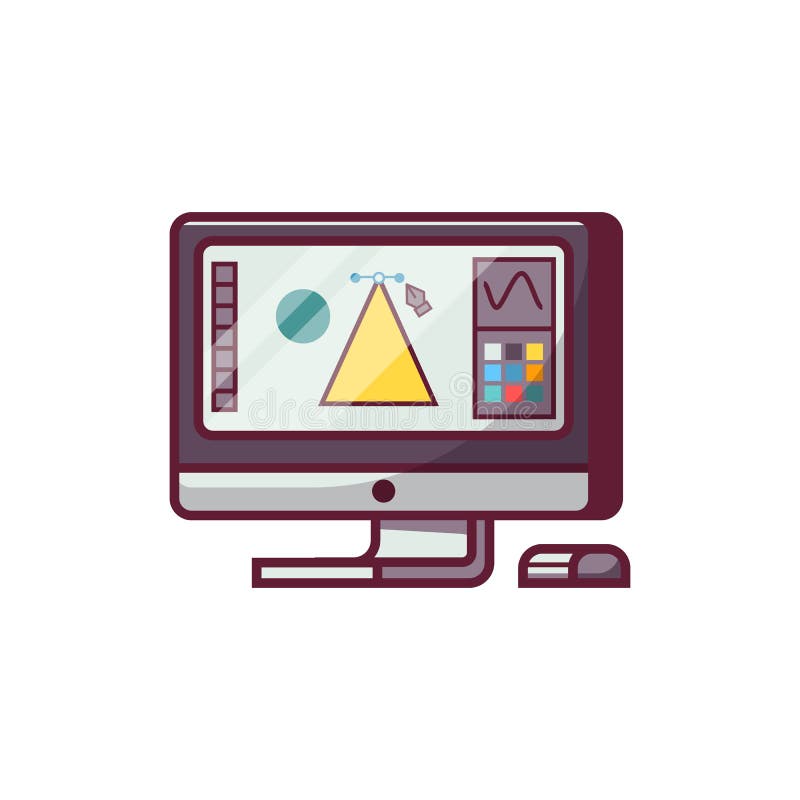 Digital Designer Monitor Icon Stock Vector - Illustration of icon ...