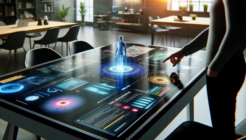 A Digital Desk Where a Person Communicates with a Photorealistic AI ...