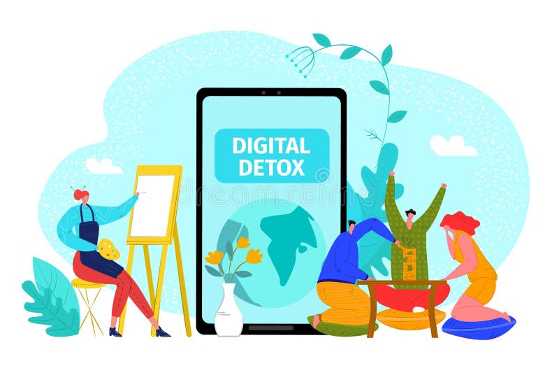 Digital Detox, Communication Offline without Device Concept, Vector ...