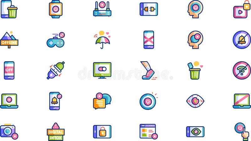 Digital Detox Icon Pack High-Quality Vector Icons Collection with ...