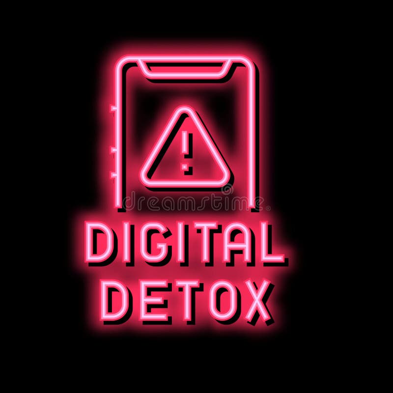 Digital Detox Neon Glow Icon Illustration Stock Vector - Illustration ...