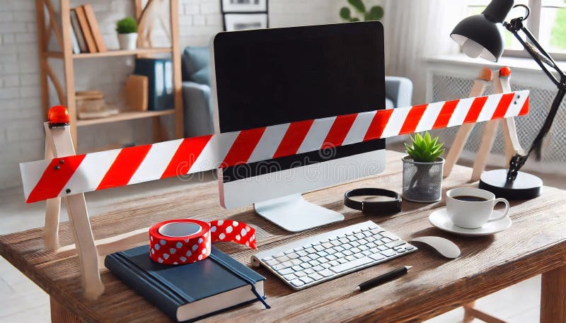 Digital Detox Office with a Blocked Computer Screen, Symbolizing ...