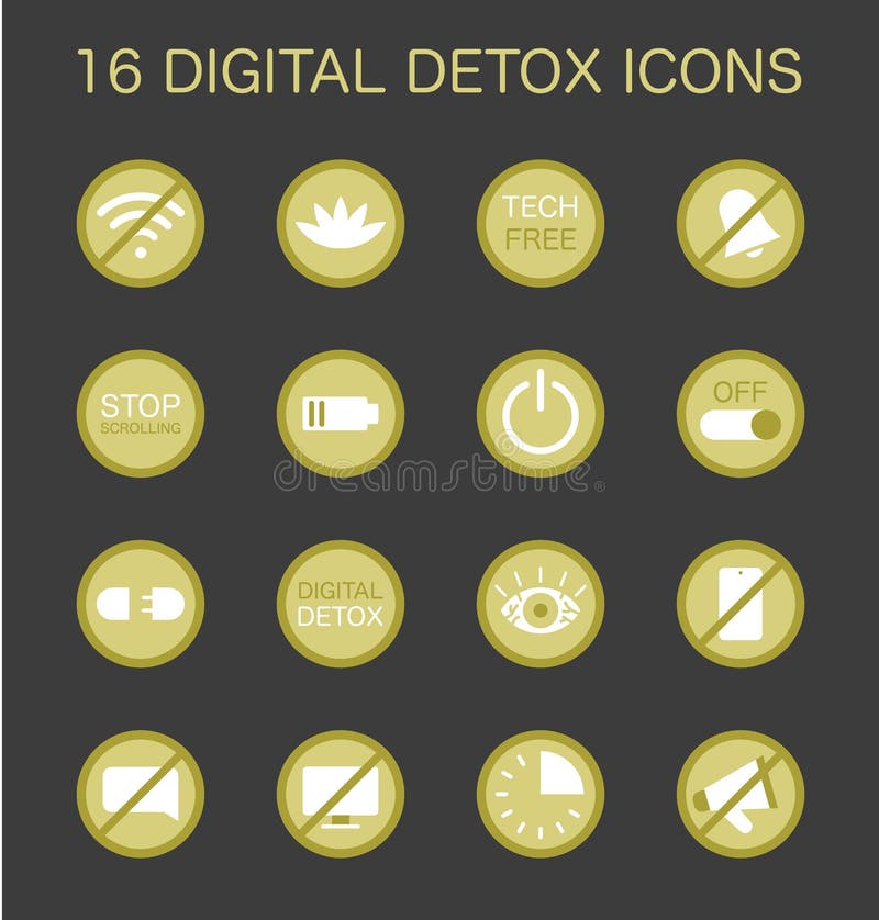 Digital Detox Set. Characters Practicing Mindfulness, Reducing Screen ...
