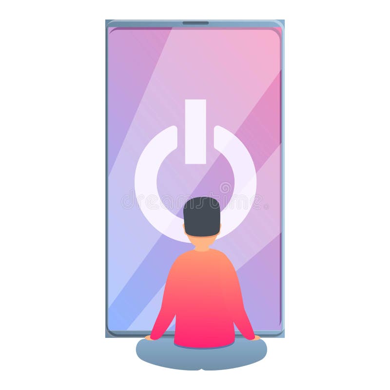 Digital Detoxing Disconnect Icon, Cartoon Style Stock Illustration ...