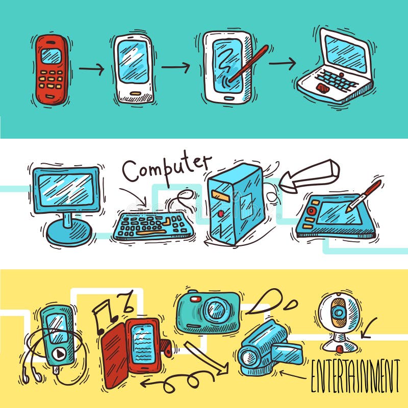 Digital Device Banner Set stock vector. Illustration of mobile - 49365946