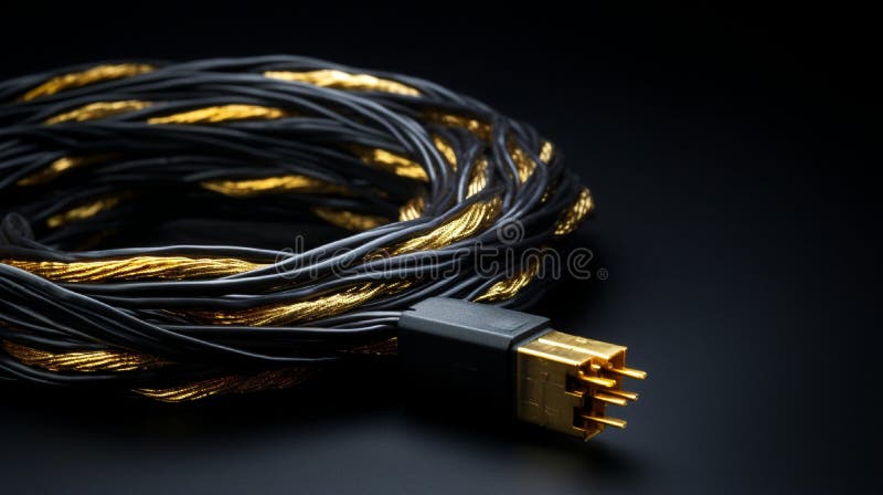 Digital Device Connection on Black Background with Ethernet Cable ...