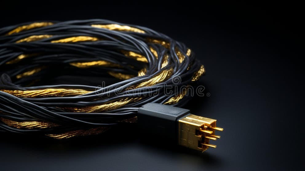 Digital Device Connection on Black Background with Ethernet Cable ...
