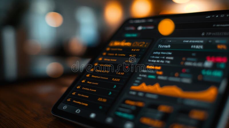 A Digital Device Displaying Financial Data with Graphs and Numbers ...
