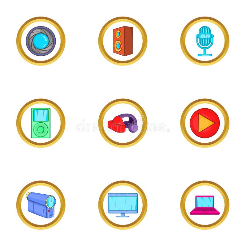 Digital Device Icons Set, Cartoon Style Stock Vector - Illustration of ...