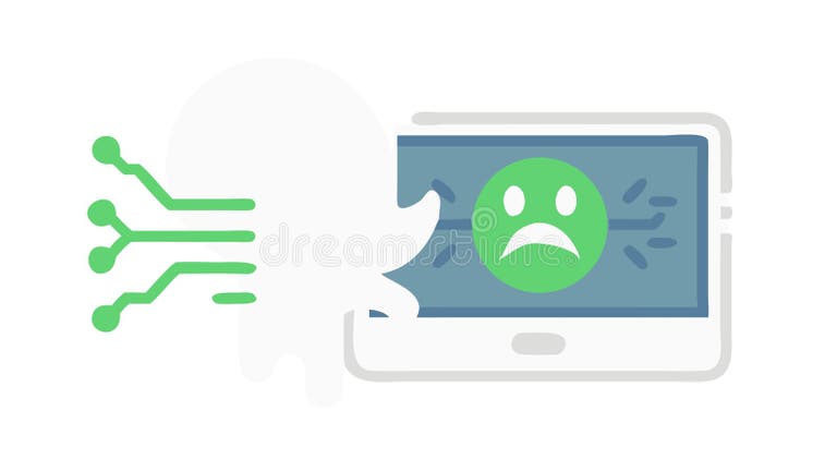 Digital Device with Sad Face, Error or Unhappy, Vector Design ...