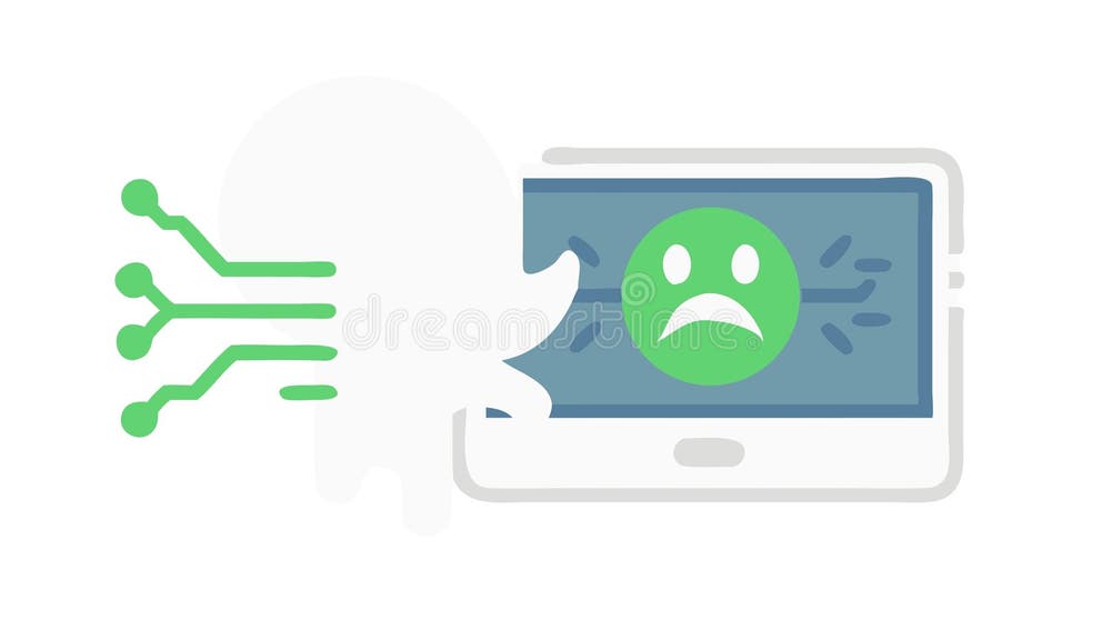 Digital Device with Sad Face, Error or Unhappy, Vector Design ...