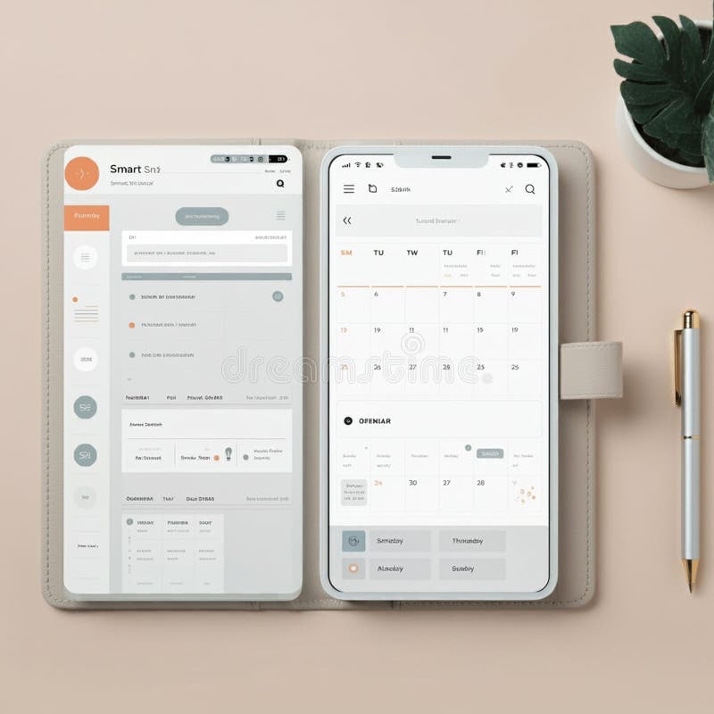 A Digital Device with a Split Screen Display Inside a Beige Case. the ...