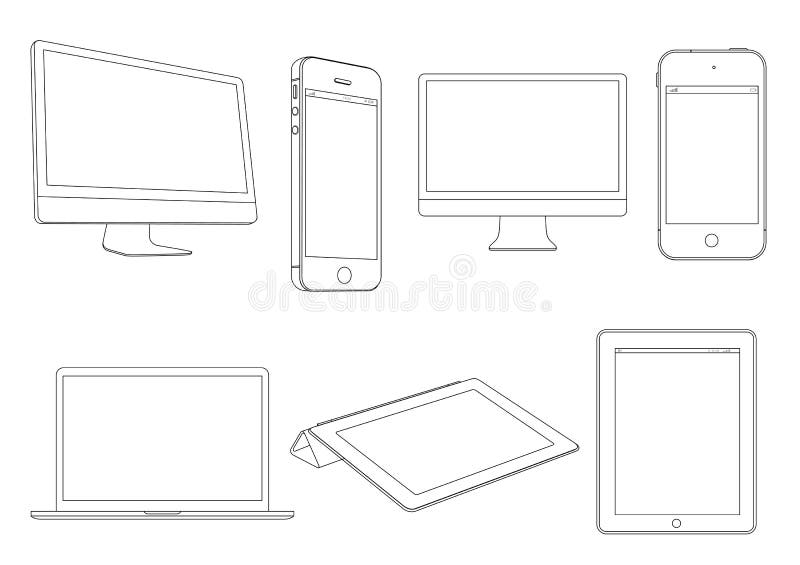 Mobile, Tablet, Laptop, Computer Gadget Icon Set Stock Vector ...