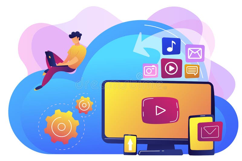 Cloud Based Engine Concept Vector Illustration. Stock Vector ...