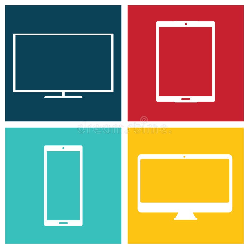 Digital Devices on Colorful Background Stock Vector - Illustration of ...