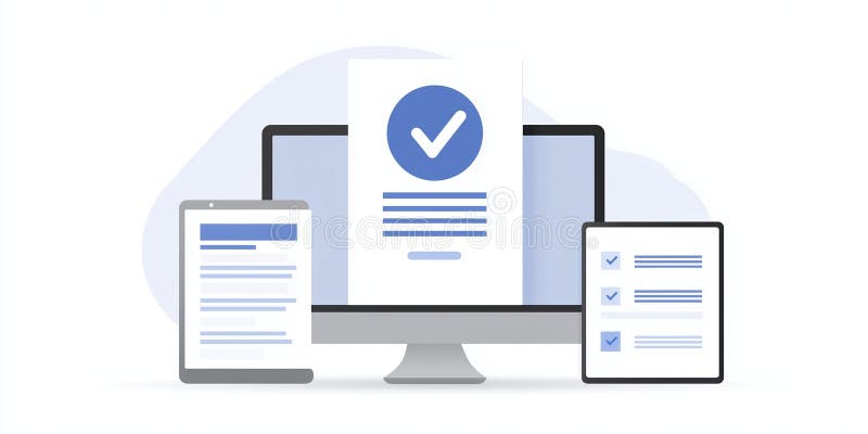 Digital Devices Displaying Checkmarks and Confirmation Messages ...